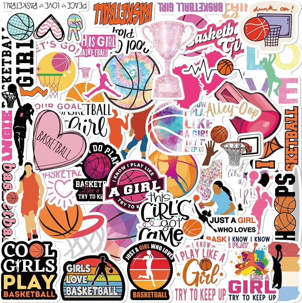 Amazon.com: Basketball Stickers, Girl Basketball Stickers,Water Bottle ...