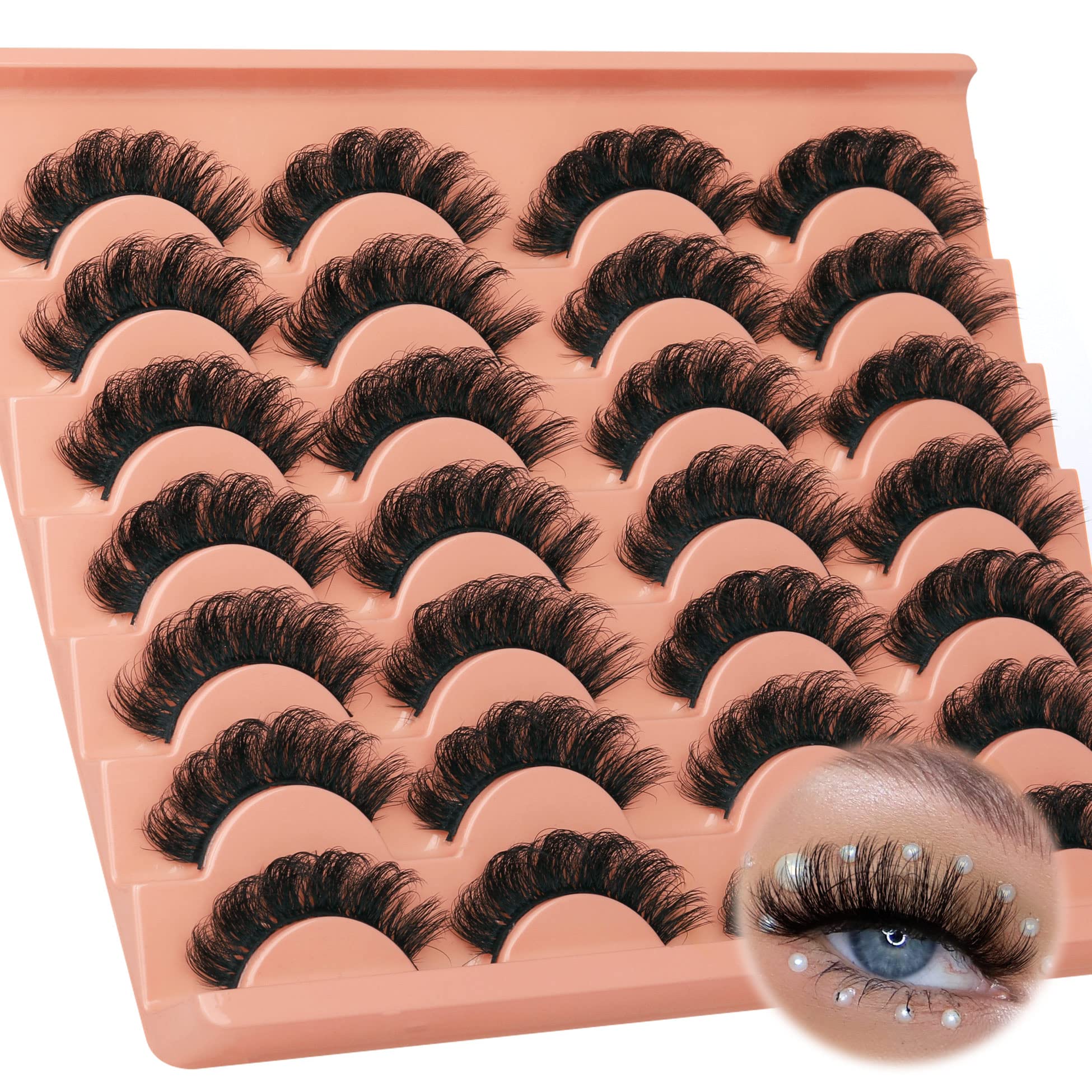 Natural Eyelashes D Curl Russian Strip Lashes 17mm 6D False Eyelashes ...