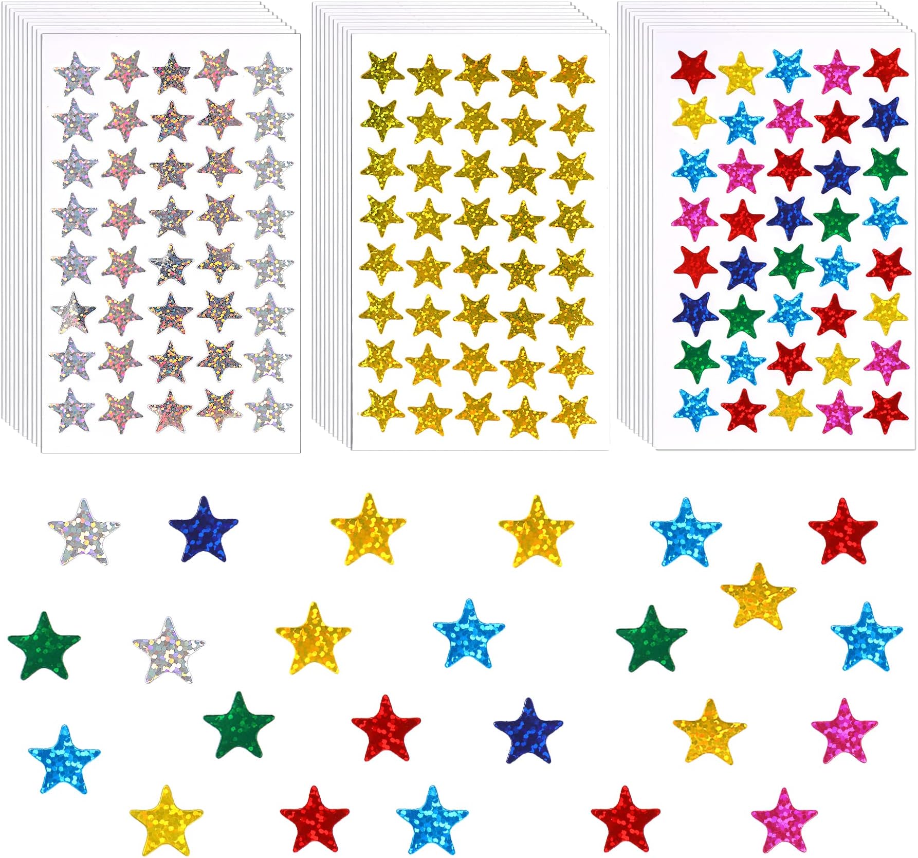 Amazon.com : Kenkio 8270 Count Colorful Star Stickers Self-Adhesive ...