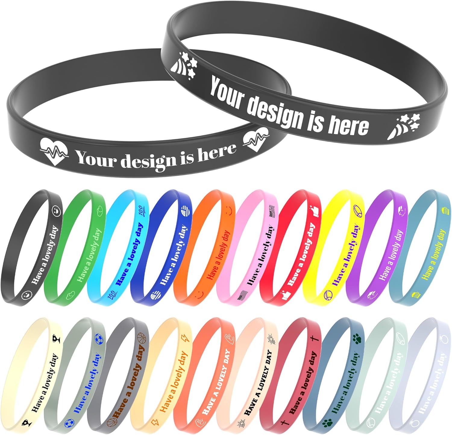 Amazon.com: 20-5000 Custom Rubber Bracelet Imprinted with Your Logo ...