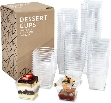 Amazon.com: 3oz. Mini Dessert Cups, 100-pack - Clear Plastic Square ...