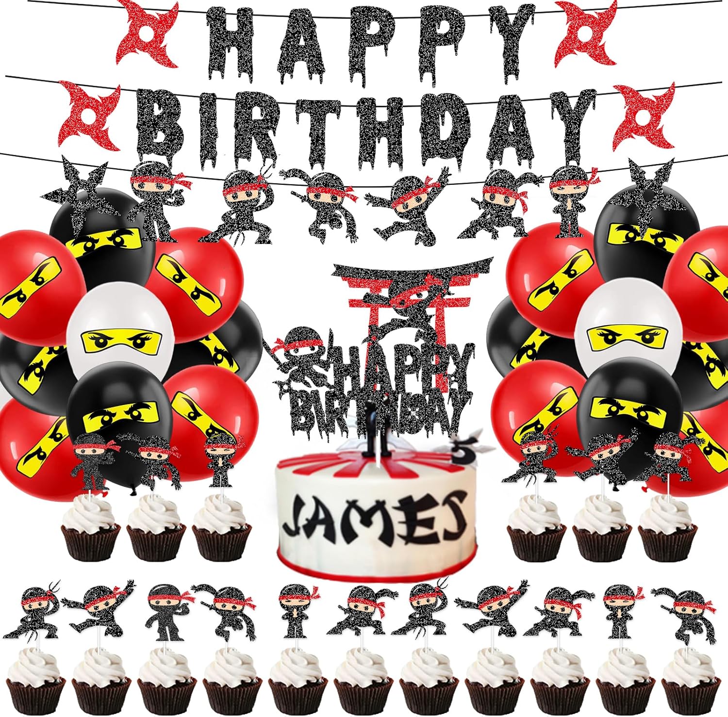 Amazon.com: Ninja Birthday Party Decorations Ninja Happy Birthday ...