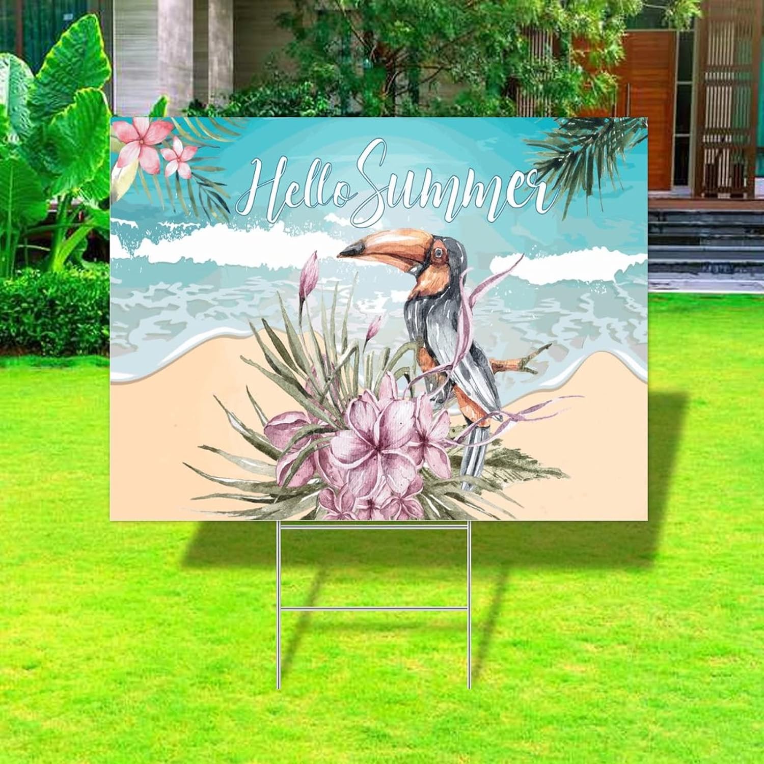 Amazon.com : Personalized Yard Sign with Stakes Hello Summer Yard Signs ...