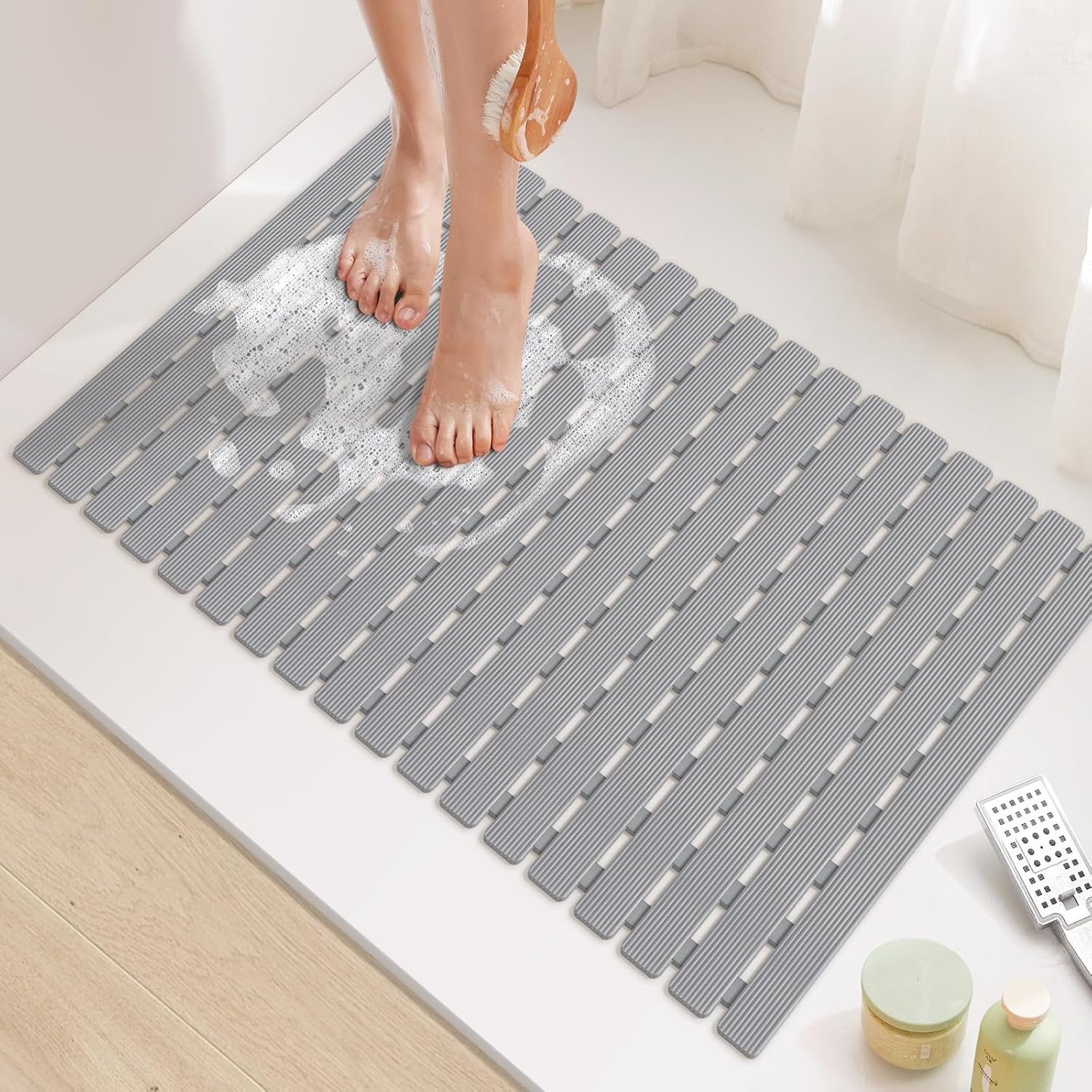 Amazon.com: Yolife Quick Drain Shower Mat, 24.8 x 15.8 inch Power Grip ...