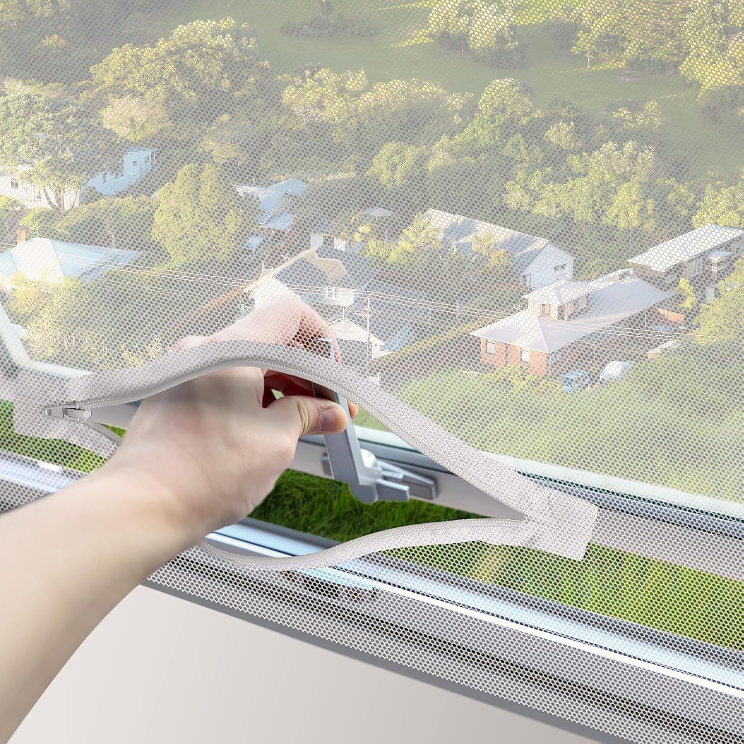 REDTRON DIY Window Screen with Zipper Opening (1 Piece, White), 130cm ...