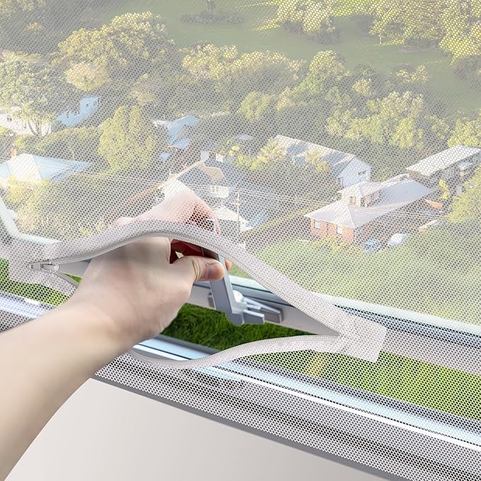 REDTRON DIY Window Screen with Zipper Opening (1 Piece, White), 130cm ...