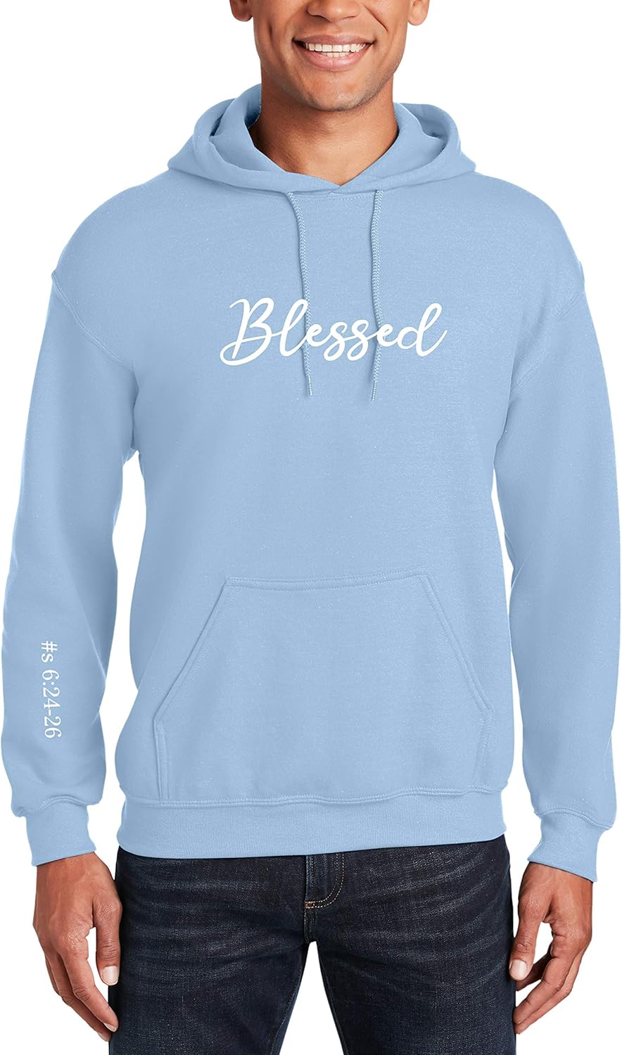 Amazon.com: Be Better Merch Adult Blessed Hoodie (Light Blue, Medium ...