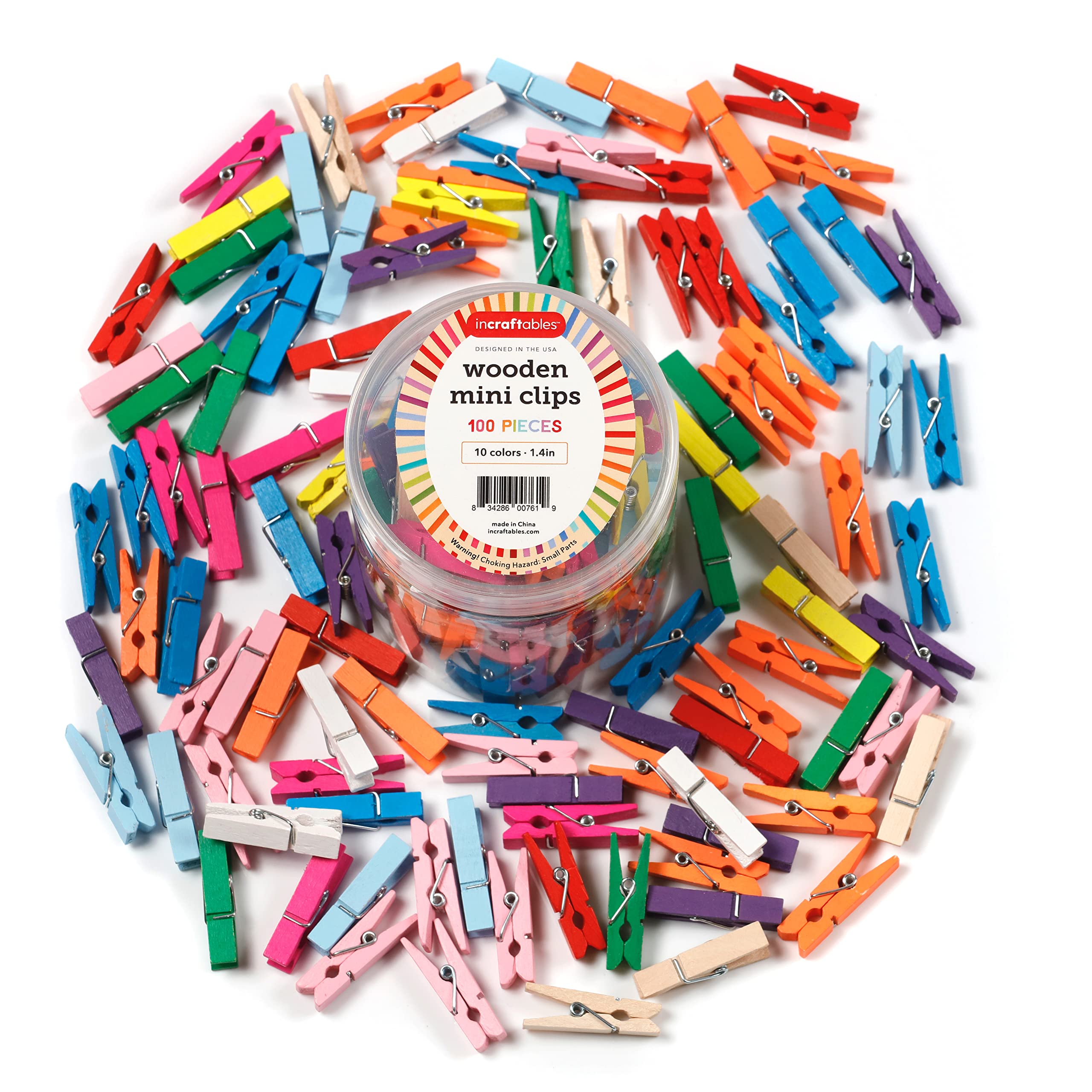 Amazon.com: Incraftables Mini Clothes Pins for Crafts 100pcs. Colored Wooden Small Clothes Pins ...