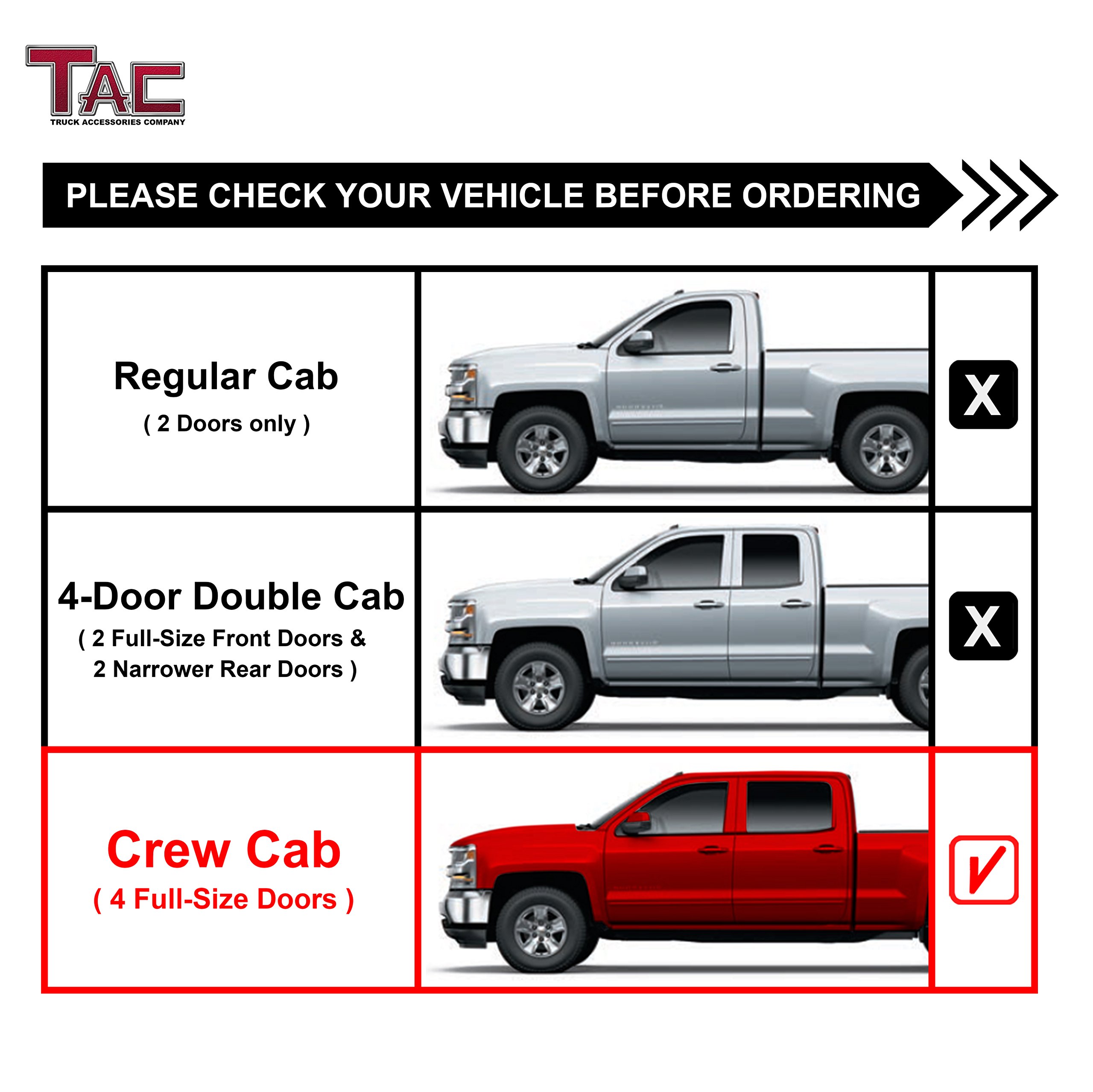 TAC Side Steps Fit 2001-2018 Chevy Silverado/GMC Sierra 1500 Crew Cab ...
