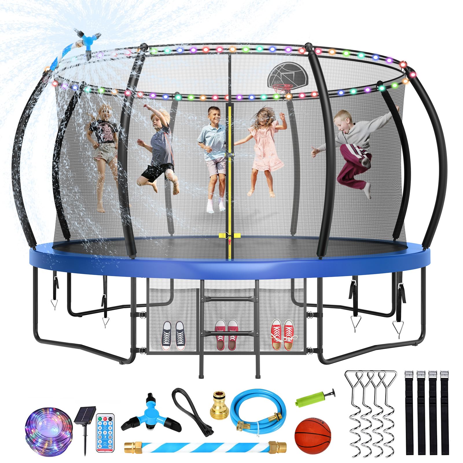 Snapklik.com : Lyromix Upgrade 14FT Pumpkin Trampoline For Kids And Adults, Outdoor Trampolines