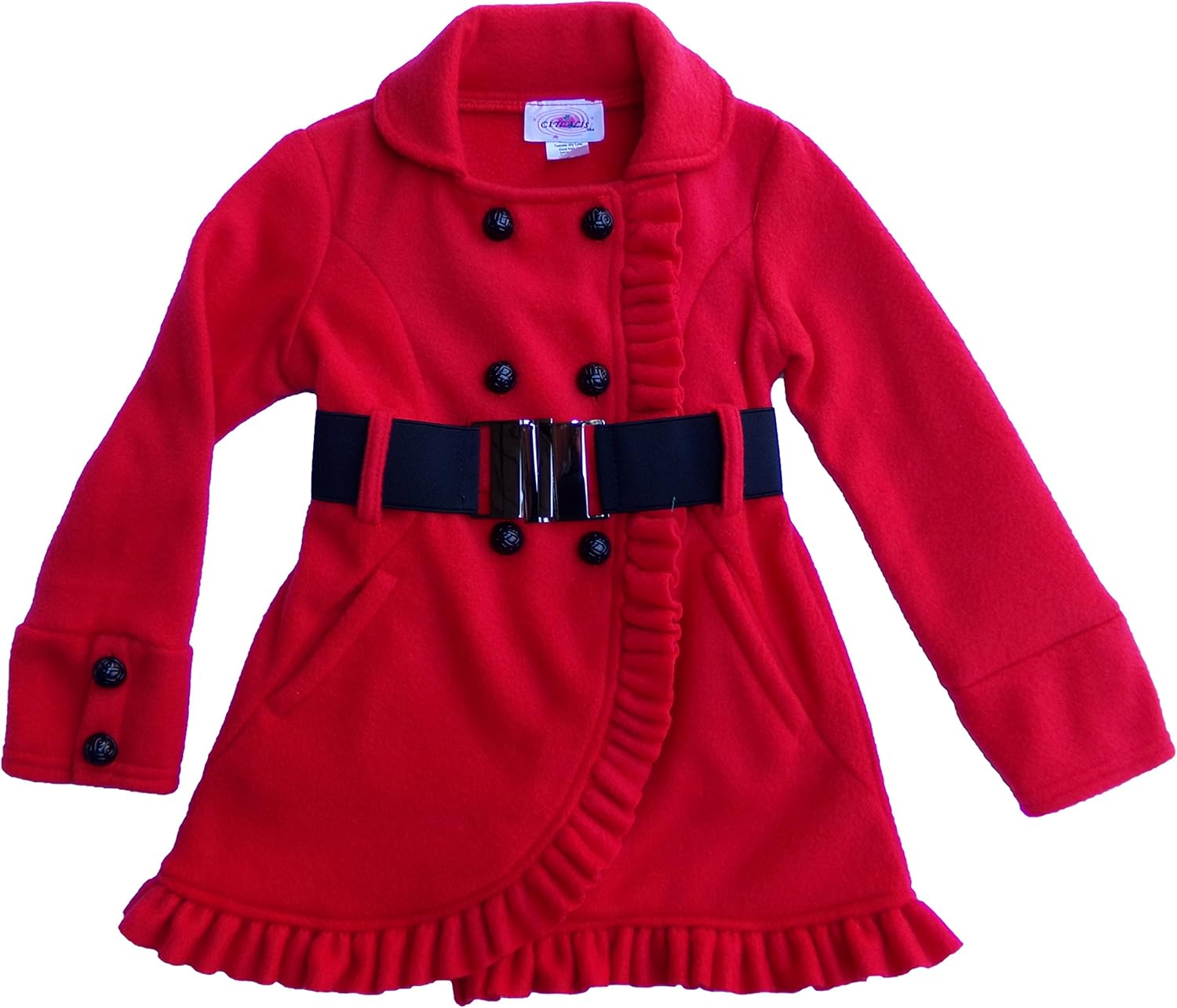 Amazon.com: Ruffle Fleece Coat - Toddler & Girls 8 Red: Clothing, Shoes ...