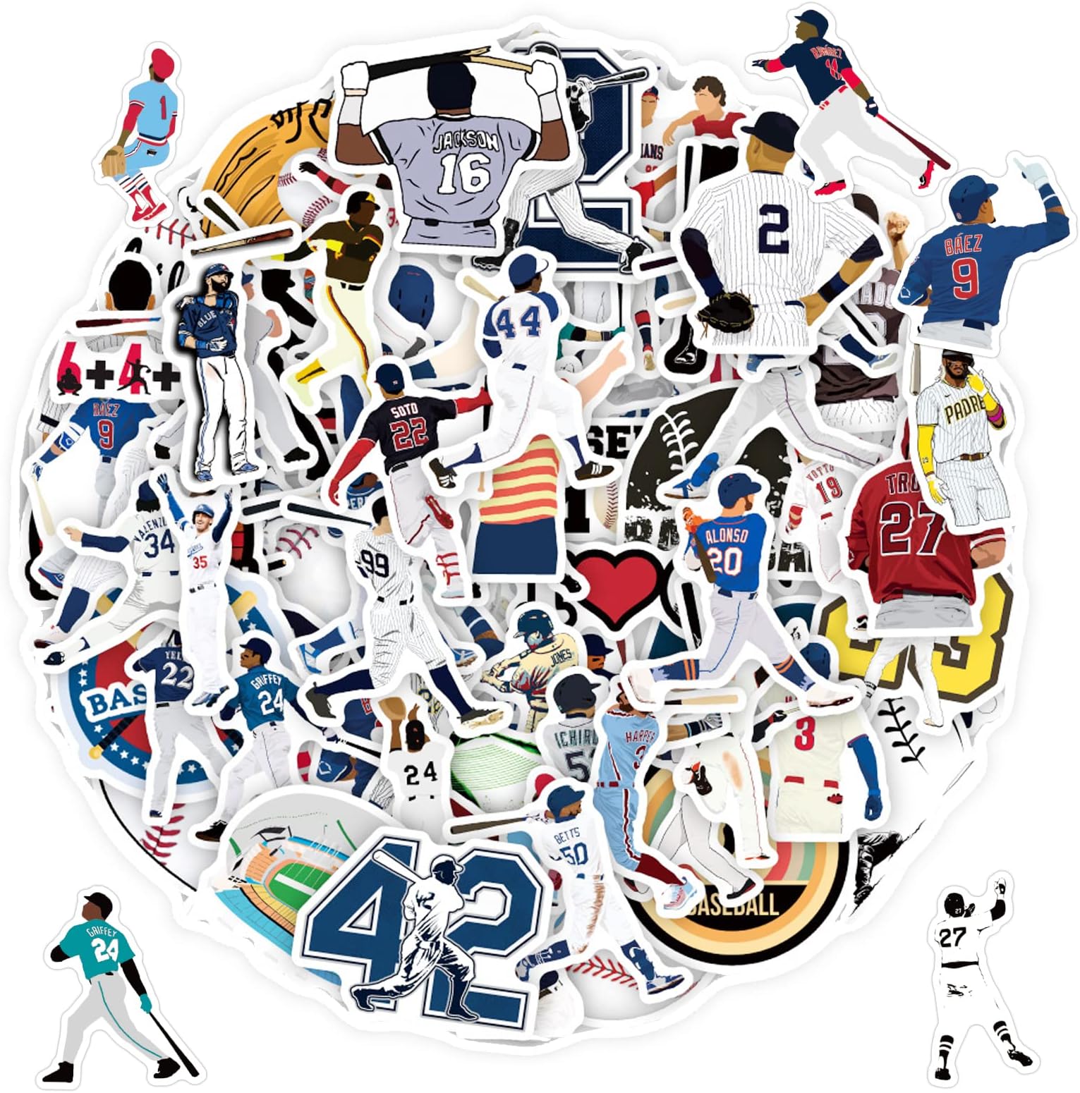 Amazon.com: American Baseball Stickers 35pcs Cubs Stickers Chicago Team ...