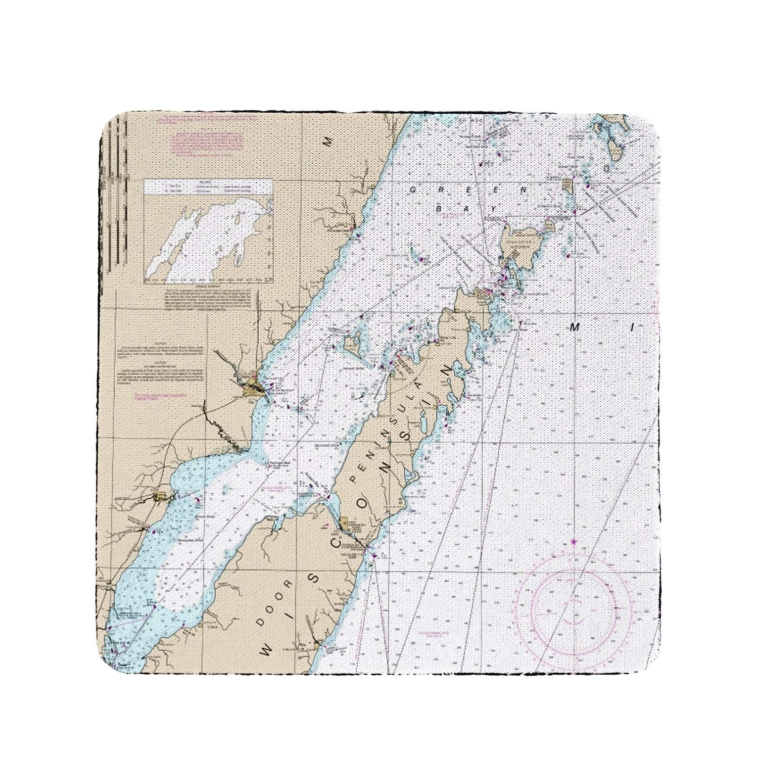 Nautical Chart Coasters Vintage Sea Creature Nautical Map Ceramic Tile
