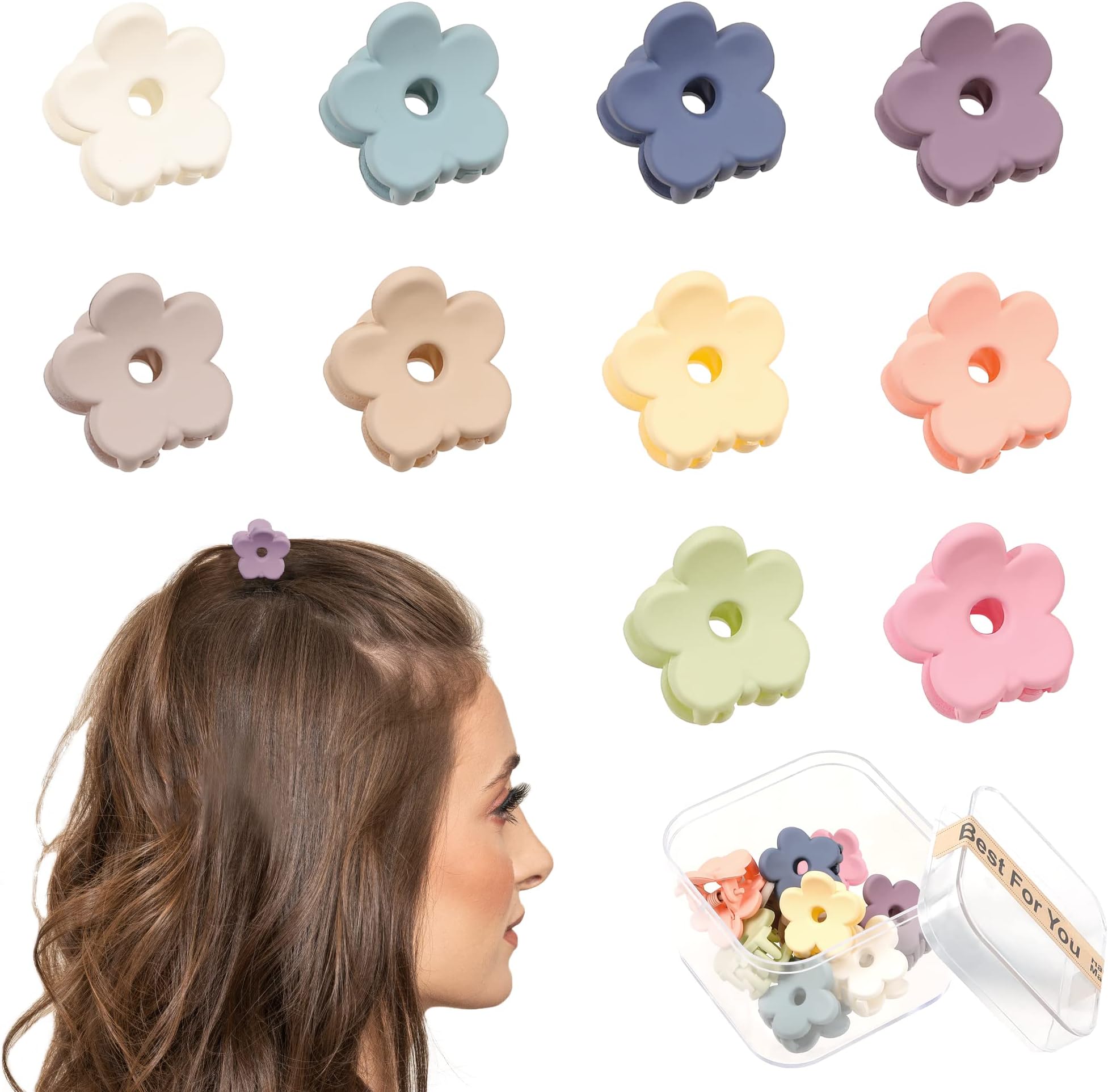 Amazon.com : YISSION 20Pcs Mini Flower Hair Claw Clips with Box ...