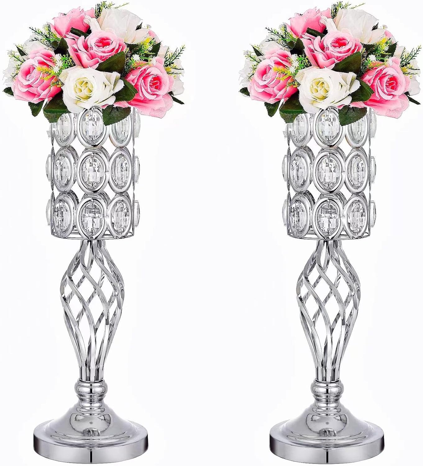 Amazon.com: Juego de 2 jarrones de metal de cristal para mesas de boda ...