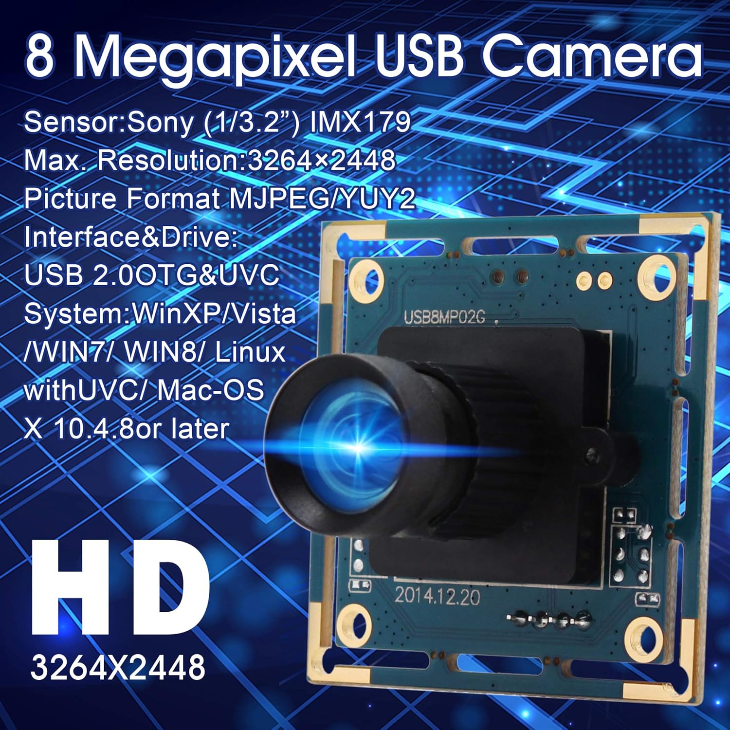 Buy ALPCAM 8MP USB Camera Module,Full HD 2448P Webcam with IMX179 ...