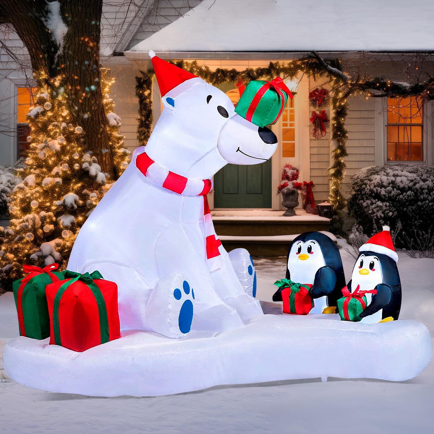 Amazon.com: Joiedomi 6 FT Christmas Inflatable Polar Bear & Penguins ...