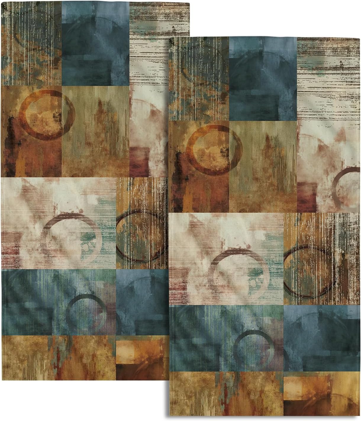 Amazon.com: Giwawa Teal Blue Rust Orange Hand Towels Abstract Turquoise ...