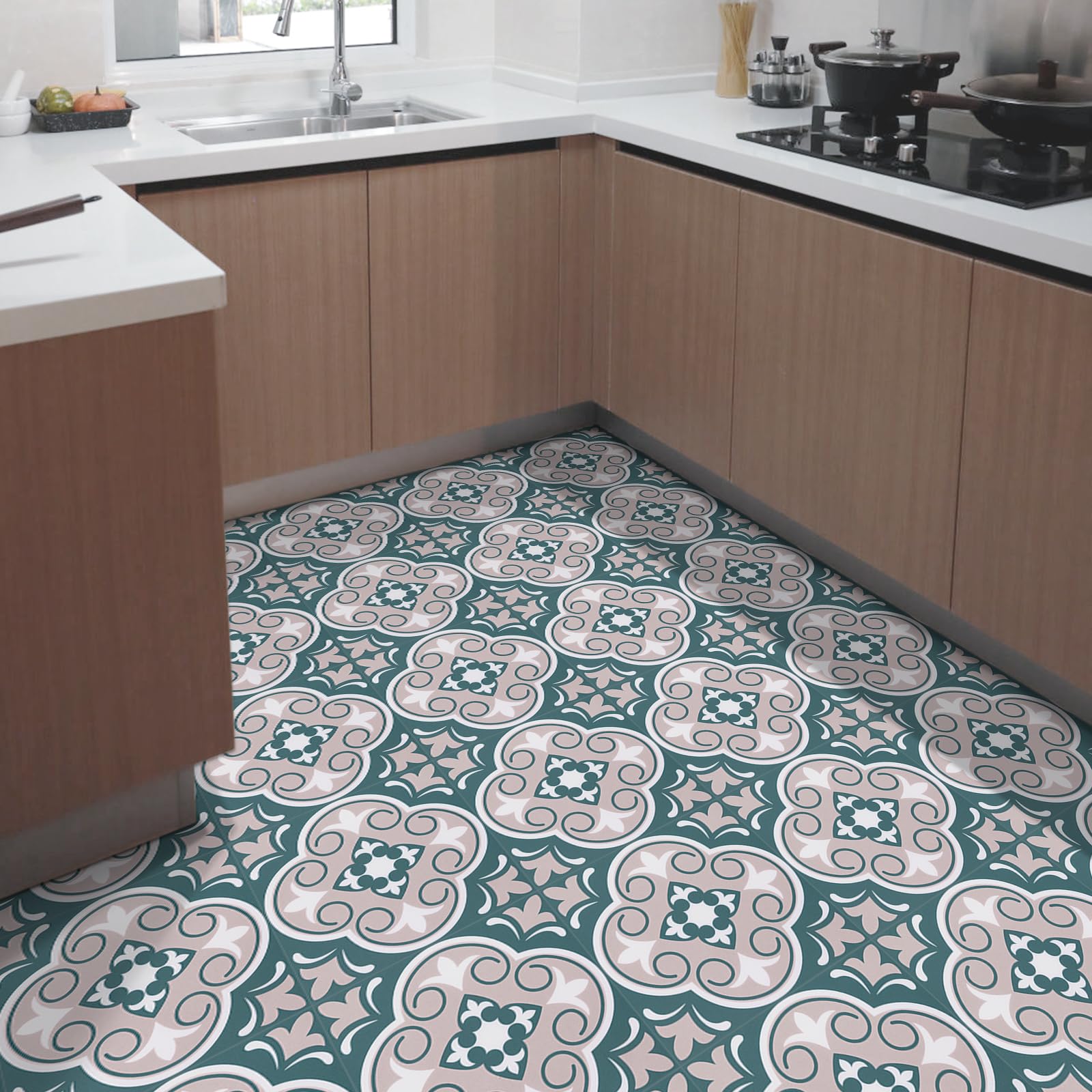 Dureidos Peel and Stick Floor Tile Waterproof for Bathroom, Self ...