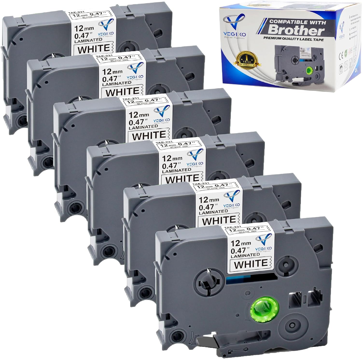 VEGIXO Compatible Label Tape Replacement for Brother TZe-231 TZ-231 P ...