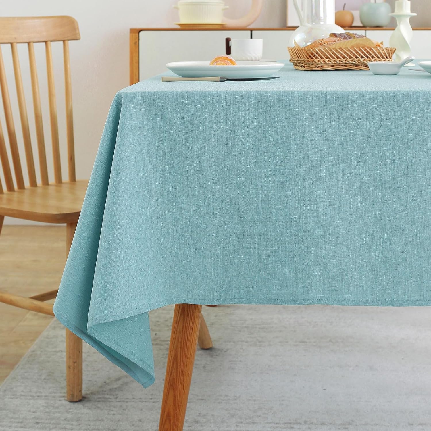 Amazon.com: Laolitou Table Cloth Rectangle Linen Waterproof Textured ...