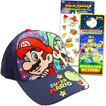 Amazon.com: Super Mario Mario Hat for Boys 4-6 Hat Bundle with Mario ...
