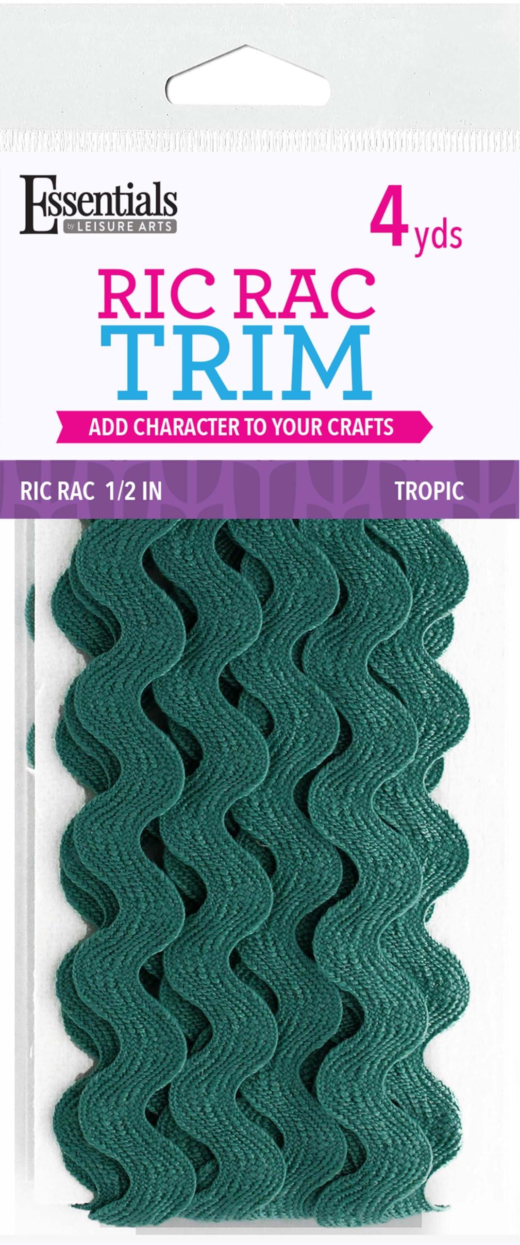 Amazon.com: Essentials By Leisure Arts RIC Rac 1/2" 4 Yards Tropic ...