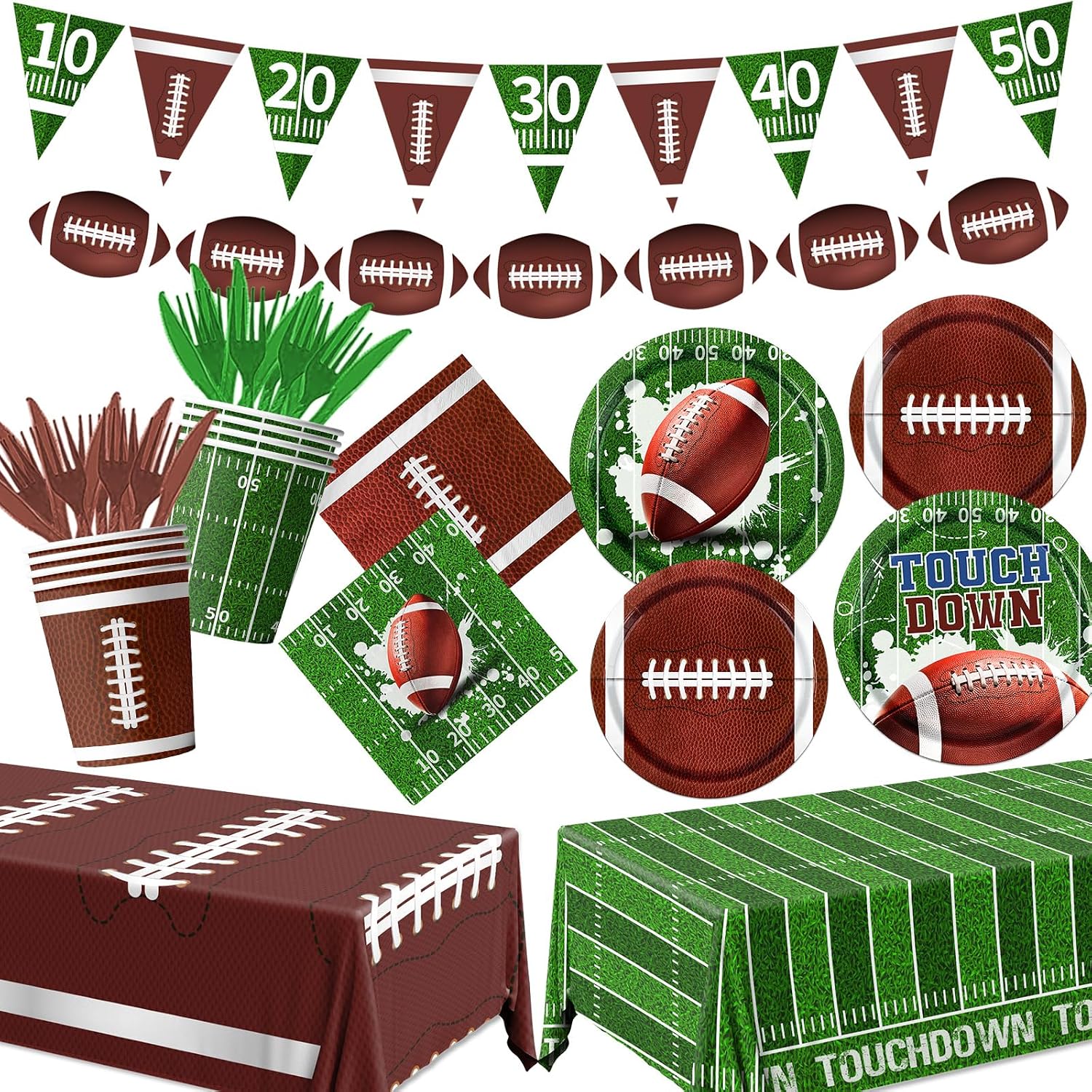 Amazon.com: Football Party Decorations Tableware,179pcs Football Party ...