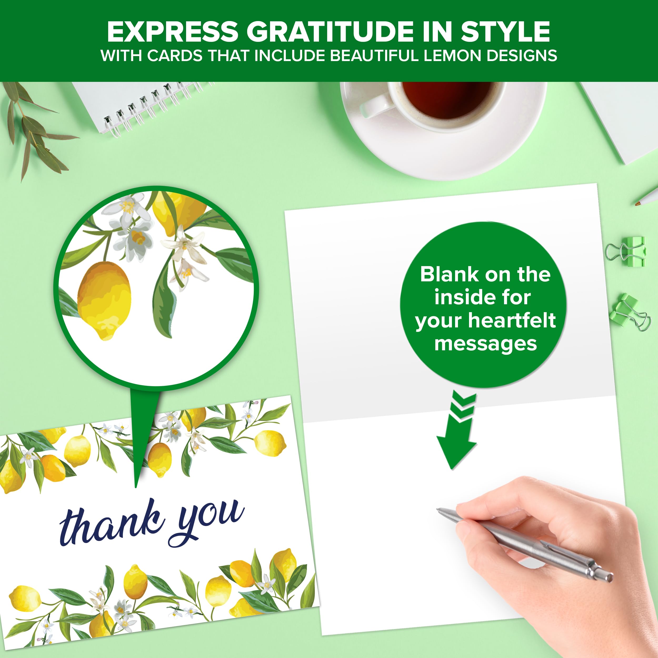Snapklik.com : Decorably 24 Pack 6x4in Lemon Thank You Cards