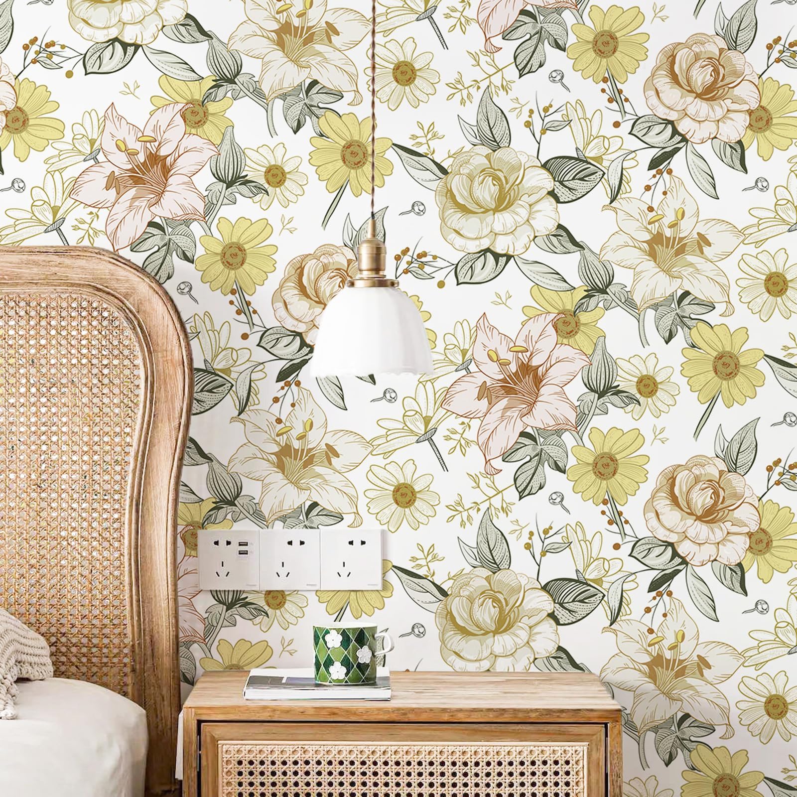 Aniboo Floral Wallpaper Peel and Stick Wallpaper Boho Wallpaper for ...