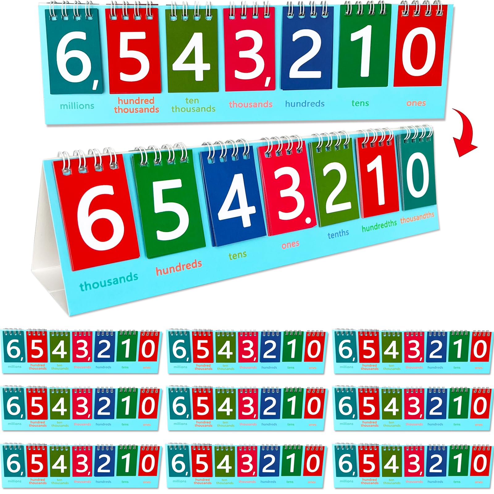 Snapklik.com : 10 Pack Student Place Value Flip Chart Double-Sided