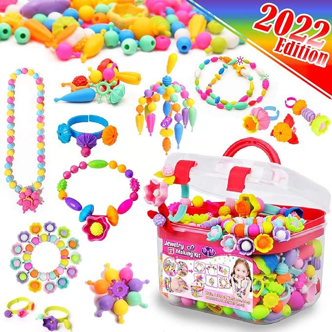 Amazon.com: FUNZBO Snap Pop Beads for Girls Toys - Kids Jewelry Making ...