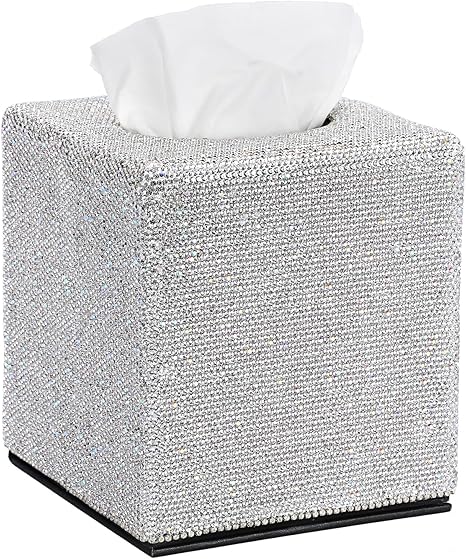 Amazon.com: Sumnacon Tissue Box Cover Bling Square Tissue Box for ...