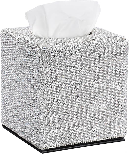 Amazon.com: Sumnacon Tissue Box Cover Bling Square Tissue Box for ...