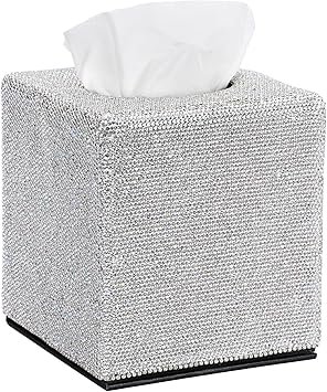 Amazon.com: Sumnacon Tissue Box Cover Bling Square Tissue Box for ...