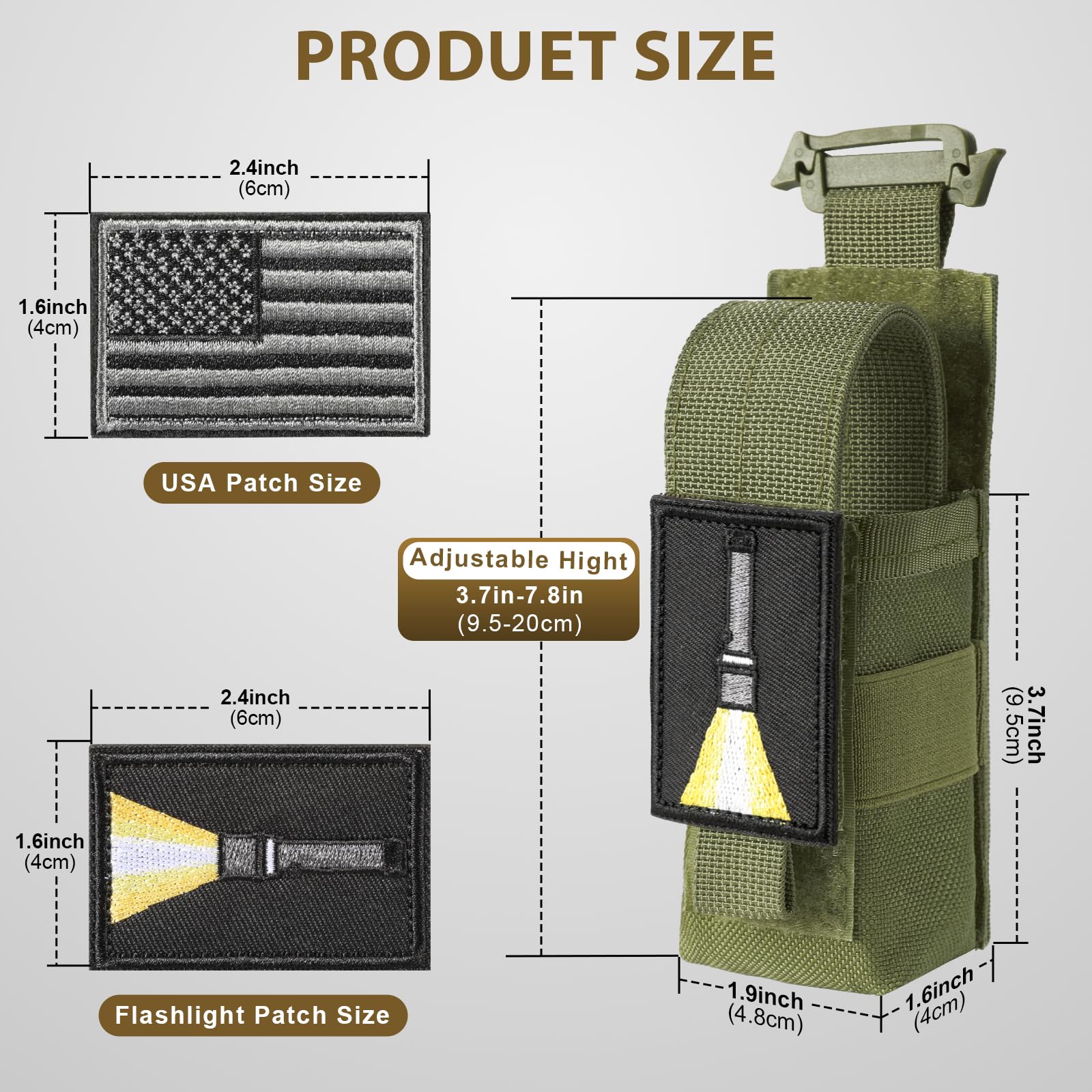 Snapklik.com : Tactical Flashlight Holster, Adjustable Flashlight Pouch ...