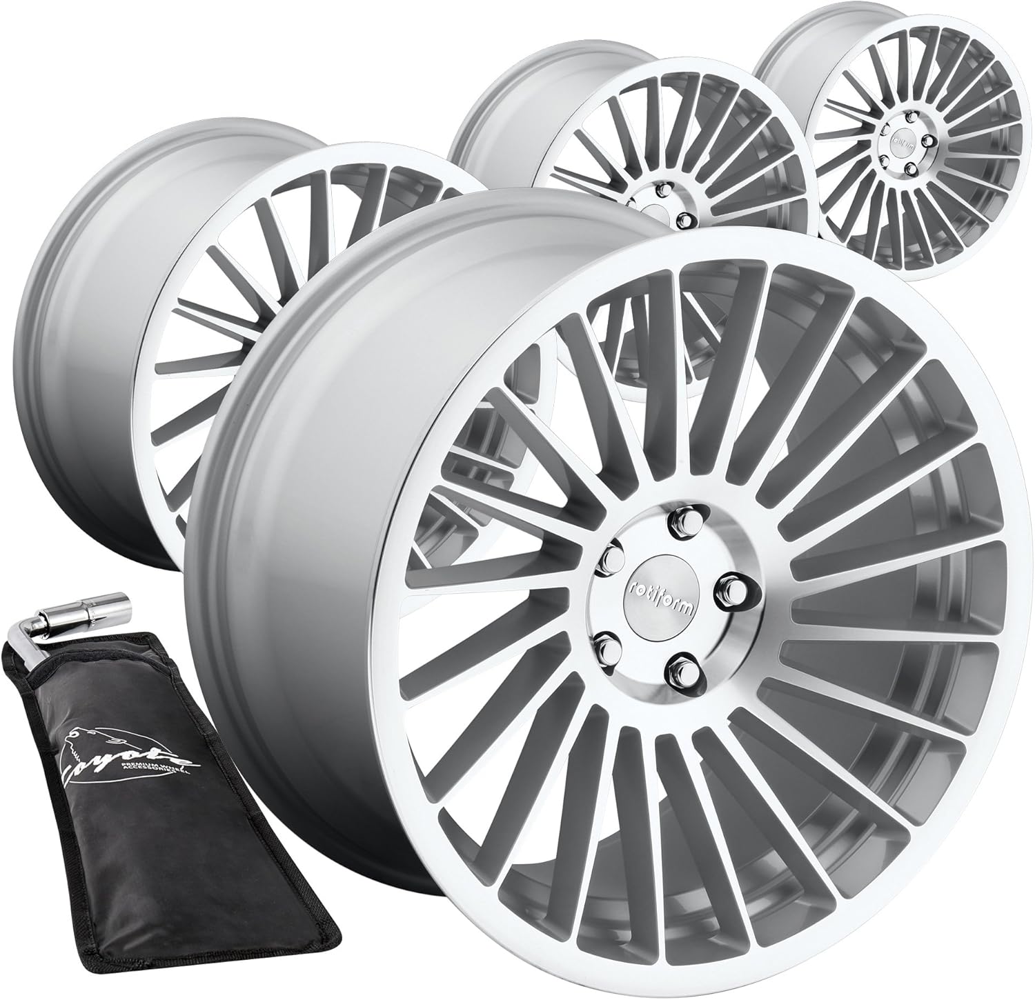 Amazon.com: Rotiform IND-T Wheels (Set of 4) - Silver with Machined ...