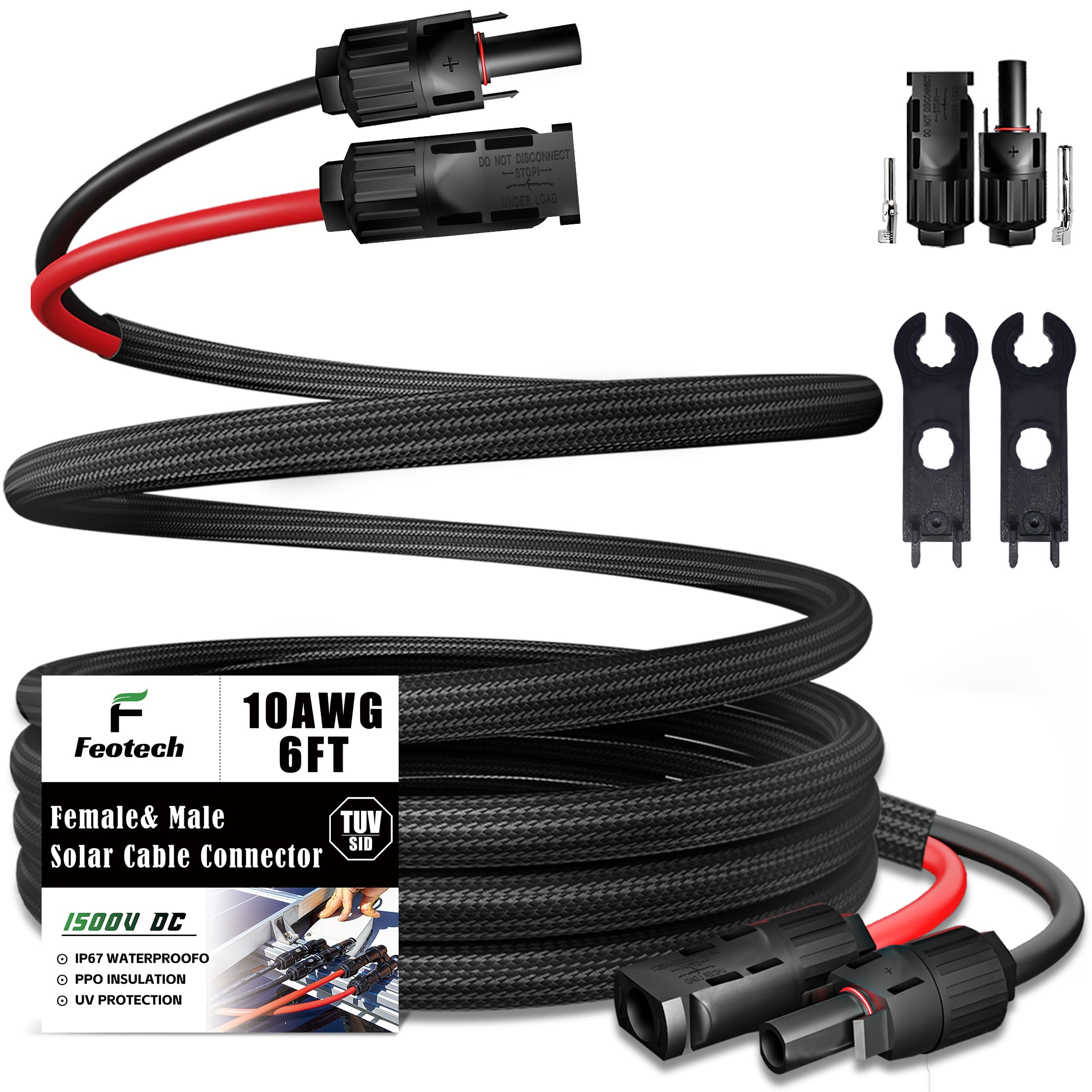 Snapklik.com : Feotech Twin Wire 6 Feet Solar Extension Cable 10AWG