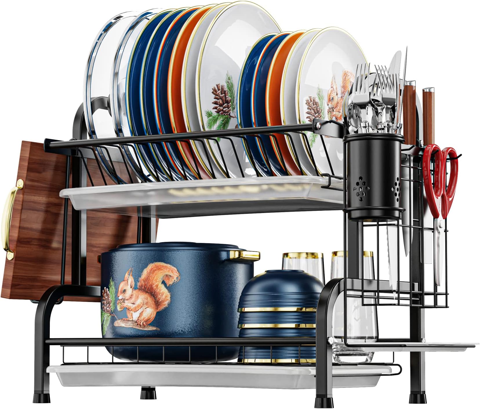 Amazon.com - CLOMOOXI Dish Drying Rack, 2-Tier Detachable Dish Racks ...