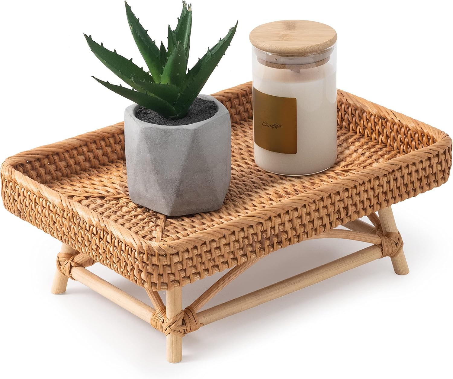 Amazon.com: GaiaMade Rattan Decorative Tray Riser, Handmade Display ...