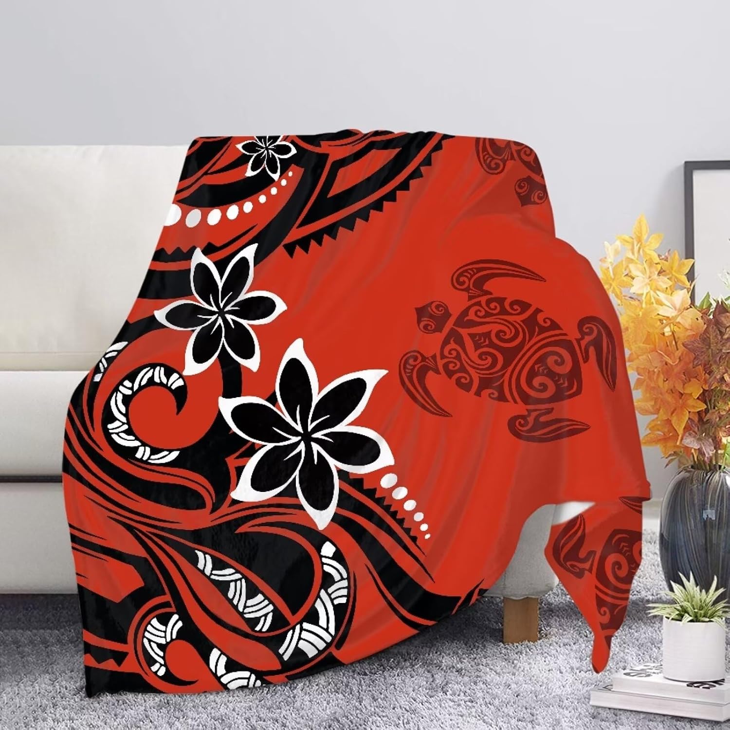 Amazon.com: AmzPrint Polynesian Tribal Print Red Casual Hawaiian ...