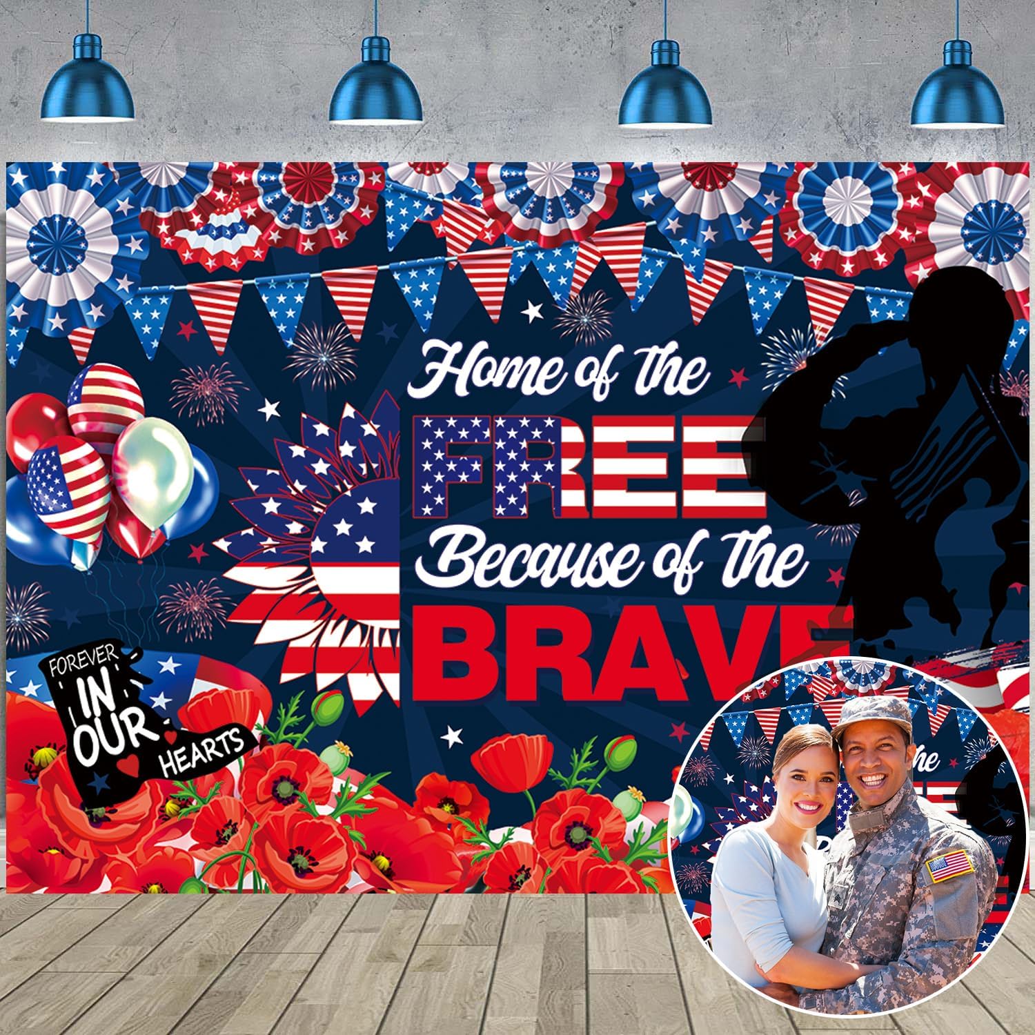 Amazon.com : Veterans Day Backdrop Thank You Veterans Backdrop Home of ...