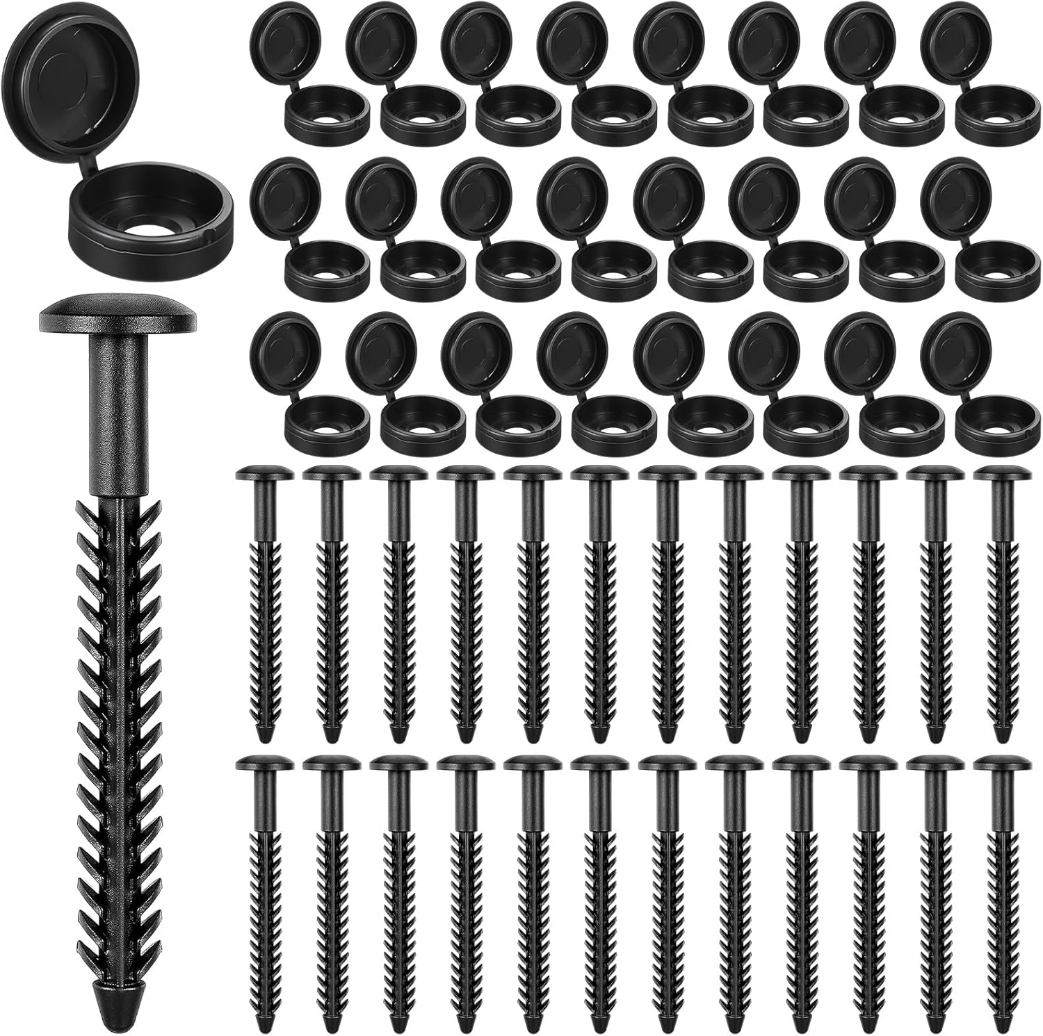 MorningRo 24 Set 3 Inch Vinyl Shutter Fasteners and Plastic Caps ...