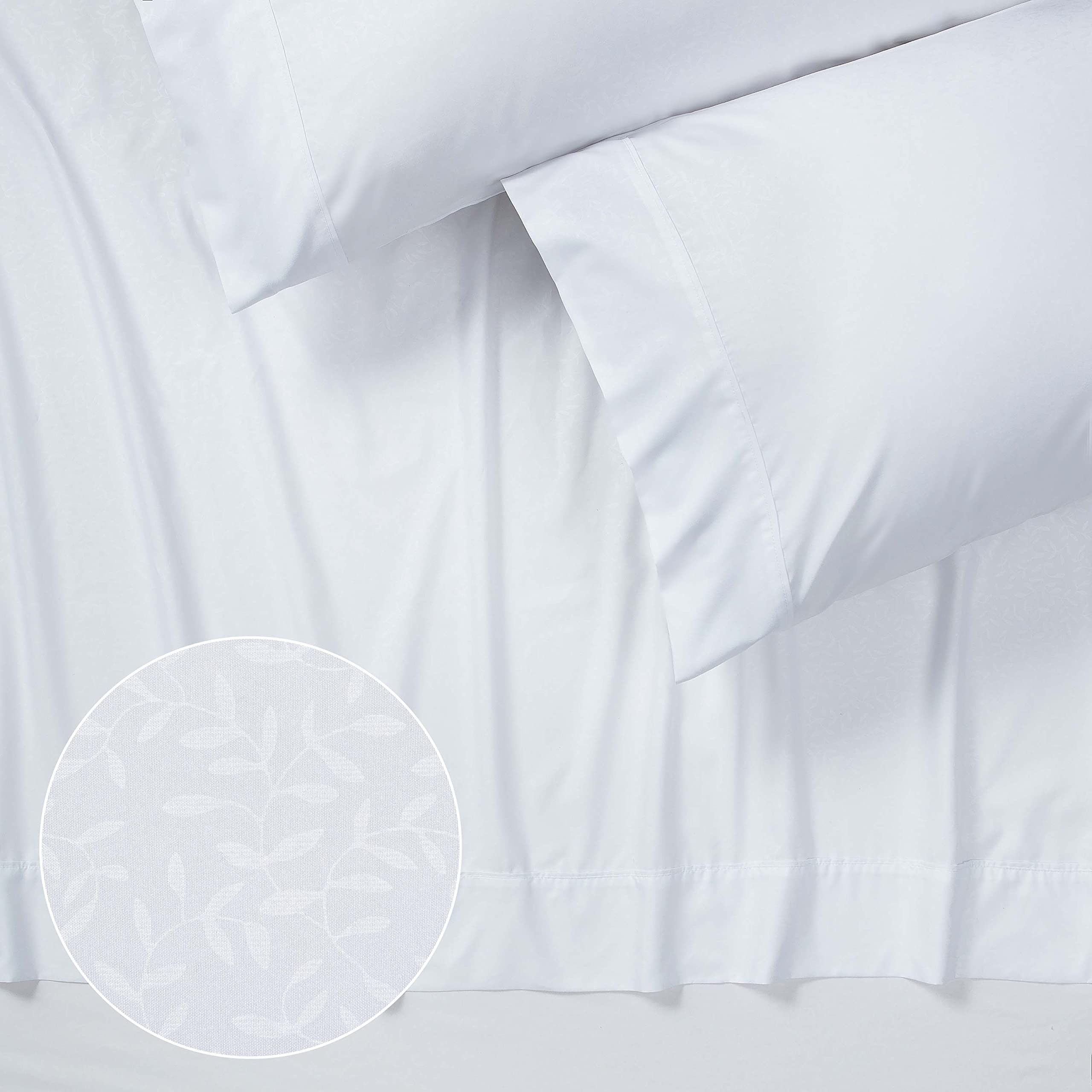Chanasya Premium Embossed White King Size Bed Sheets Set 4-Piece - Soft ...