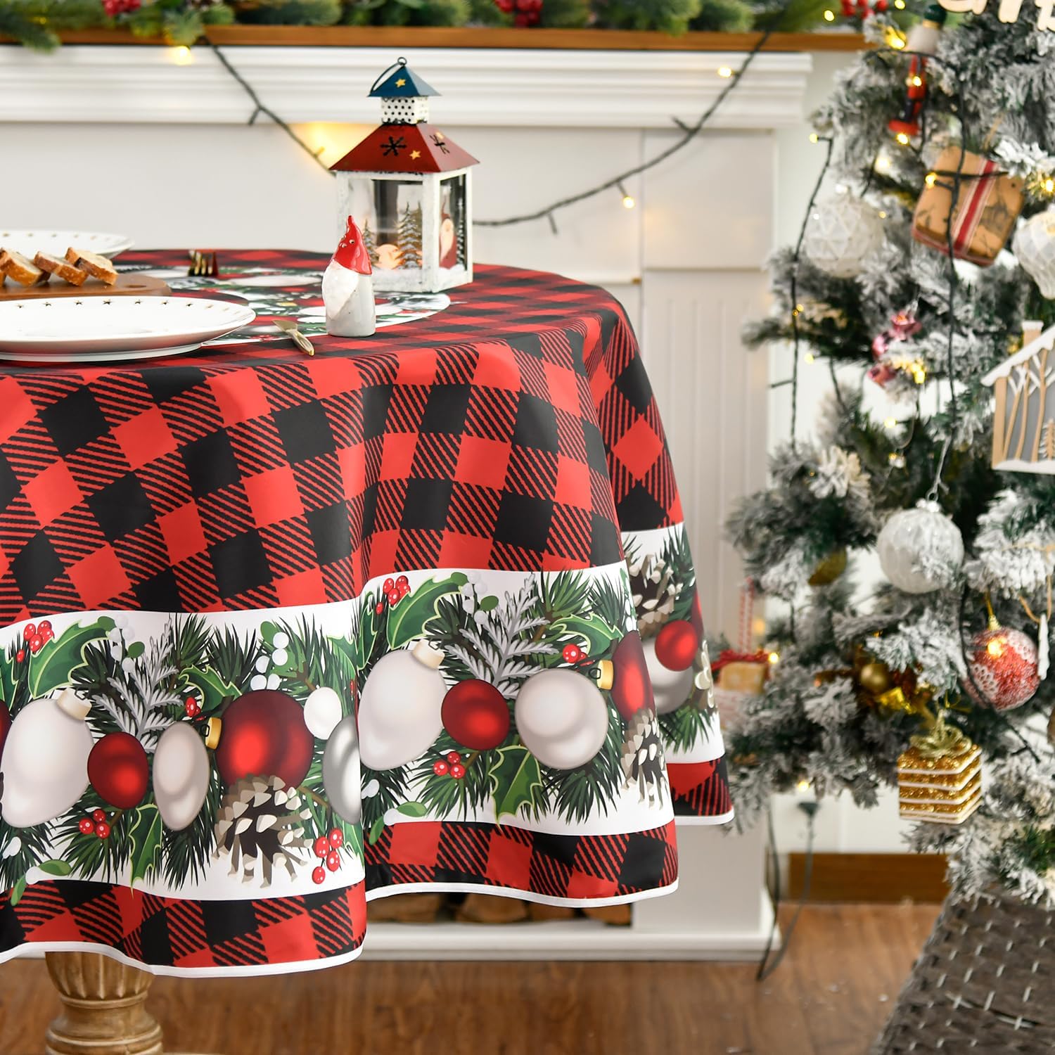 Amazon.com: Horaldaily Christmas Tablecloth 60×60 Inch Round, Christmas ...