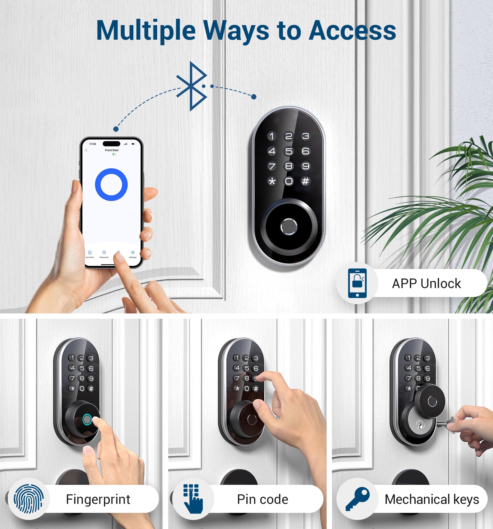 Snapklik.com : TEEHO TE342 Fingerprint Smart Keyless Entry Door Lock