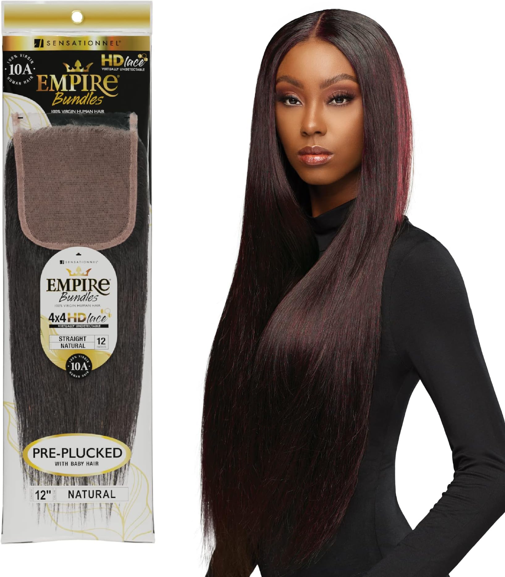 Amazon.com : Sensationnel Empire bundle 4x4 closure - straight HD lace ...