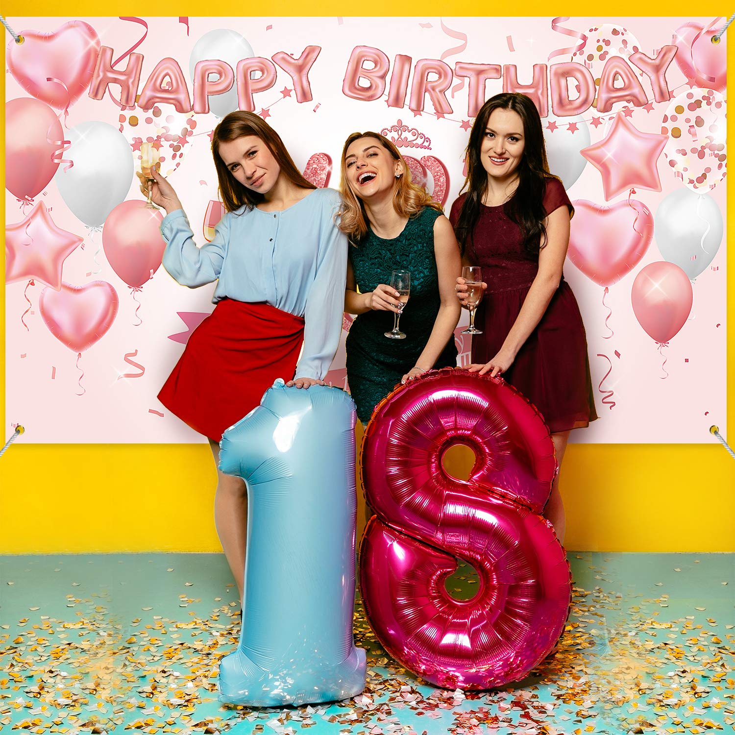 18th Birthday Rose Gold Party Decoration Large Fabric Rose Gold Sign