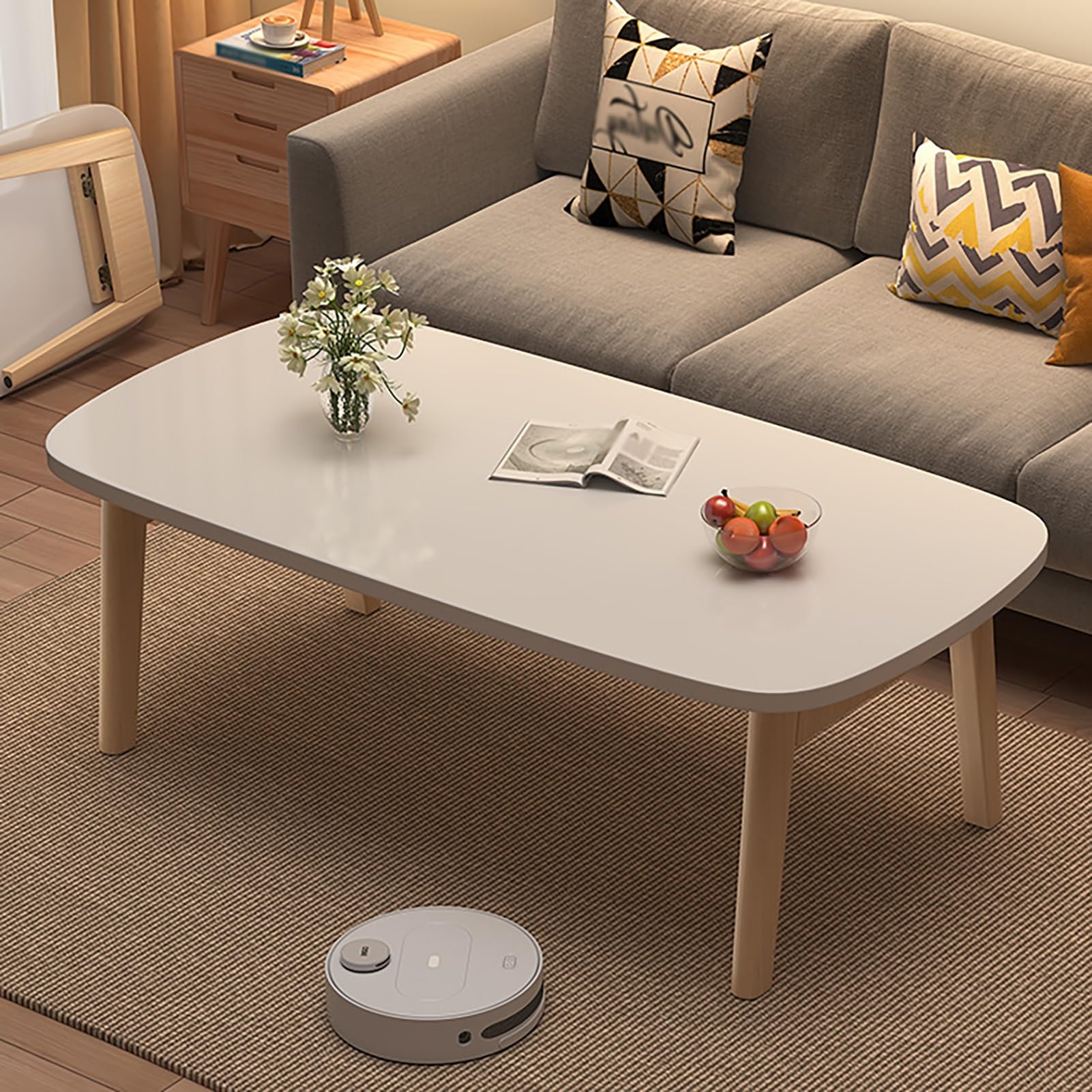 Simple Coffee Table Latte 51"Modern Wood Coffee Table Simple Coffee