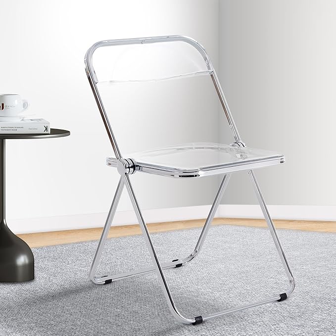 Amazon.com: Dolonm Transparent Acrylic Folding Chair with Steel Chrome ...